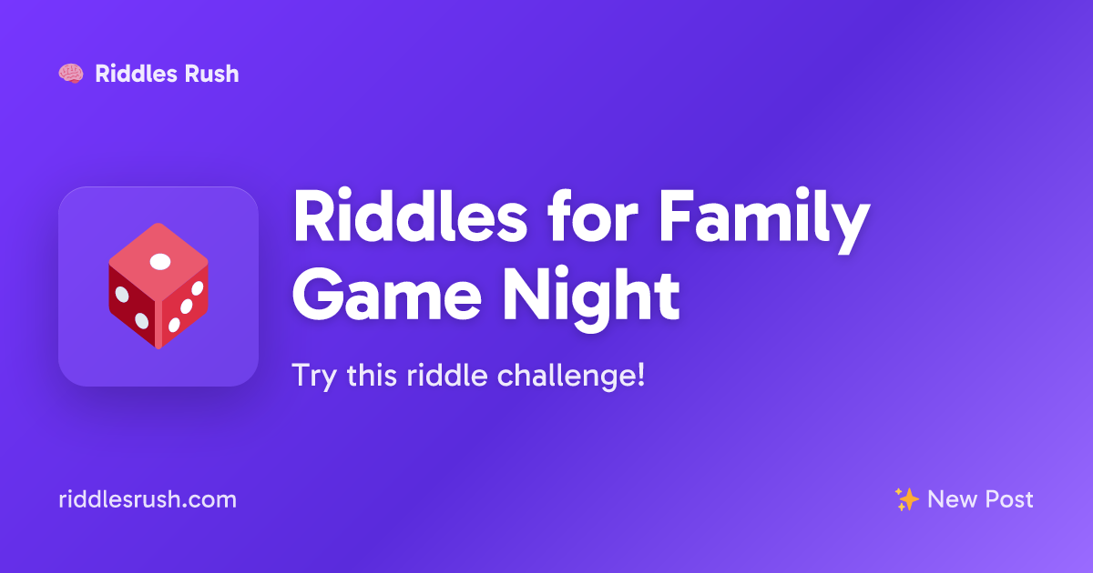 Riddles for Family Game Night (Fun for All Ages) | Riddles Rush