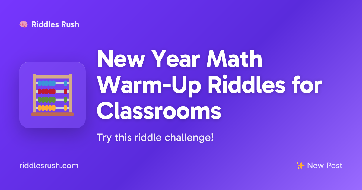 New Year Math Warm-Up Riddles for Classrooms | Riddles Rush